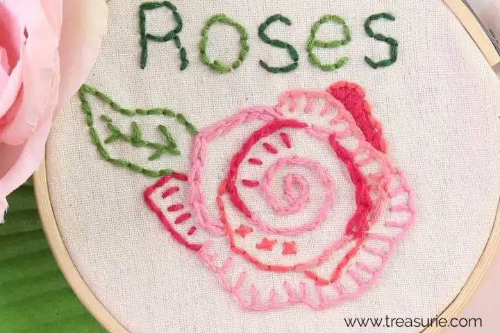 How to Embroider a Rose with 15 Stitches | TREASURIE