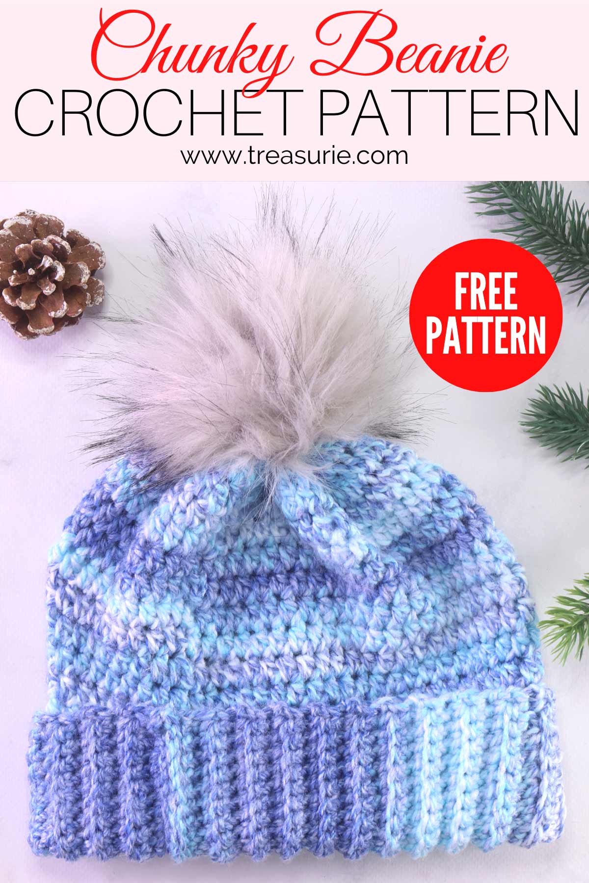 Chunky Beanie Crochet Pattern (Free + Video) | TREASURIE