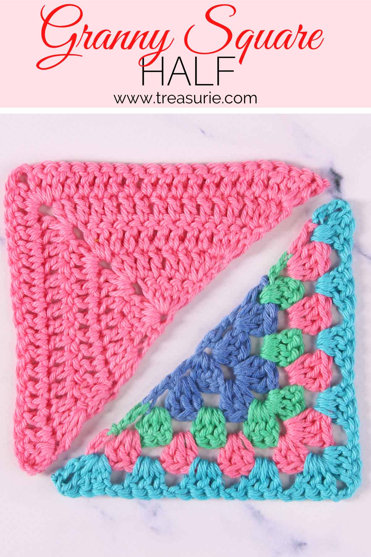 Half Granny Squares Triangles Pattern Made Easy (+Video) | TREASURIE