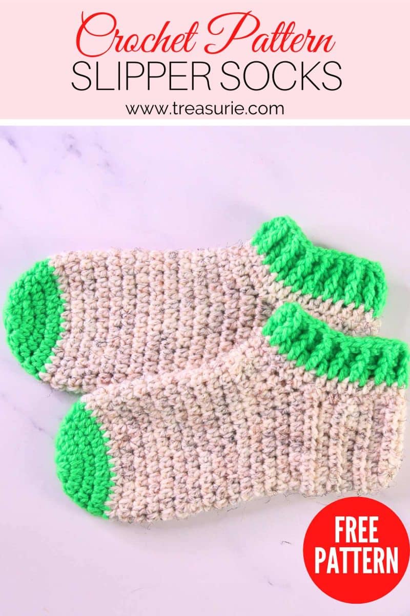 Crochet Slipper Socks Pattern (Free, Beginner Friendly) | TREASURIE